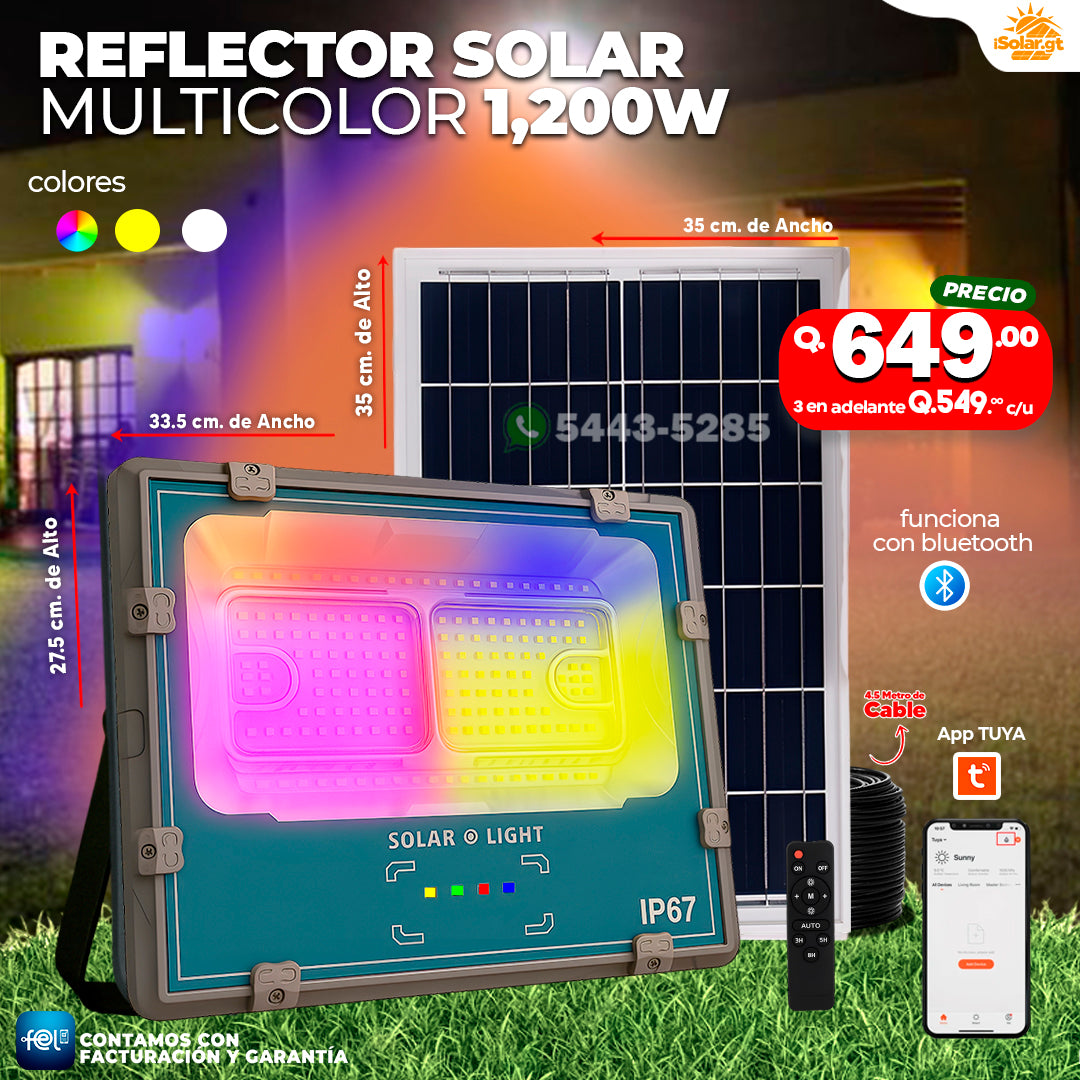 Reflectores Solares Multicolor -1,200W -1,600W ⚡ – iSolar.gt