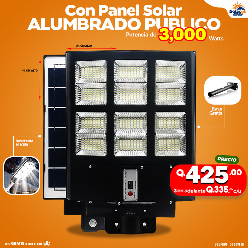 Alumbrado Solar de 3,000 watts pequeño – iSolar.gt