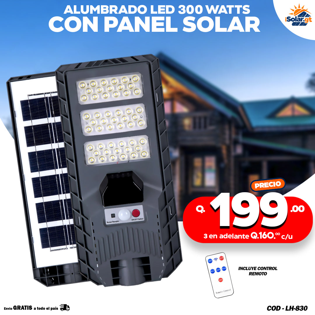 Alumbrado led con panel solar - 300 watts – iSolar.gt