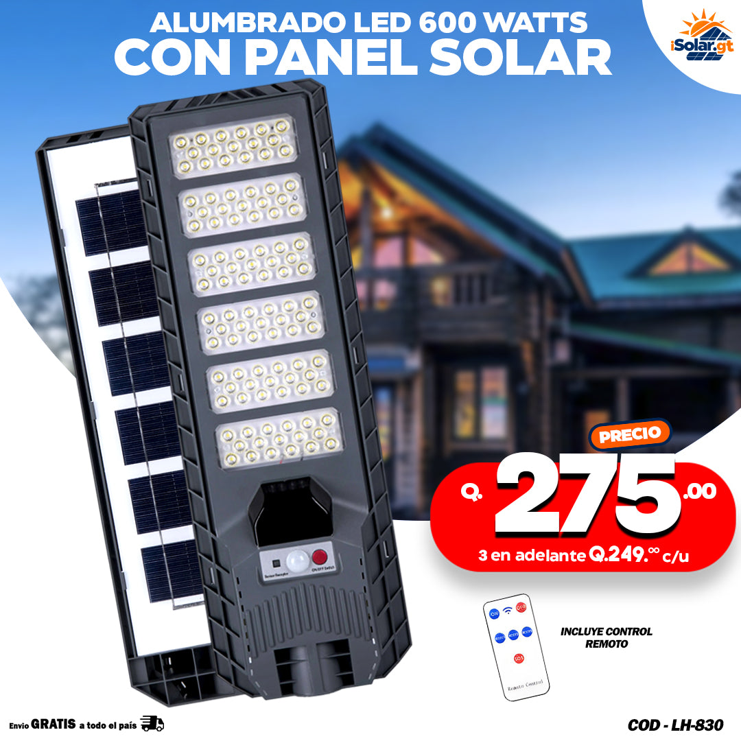 Alumbrado led con panel solar - 600 watts – iSolar.gt