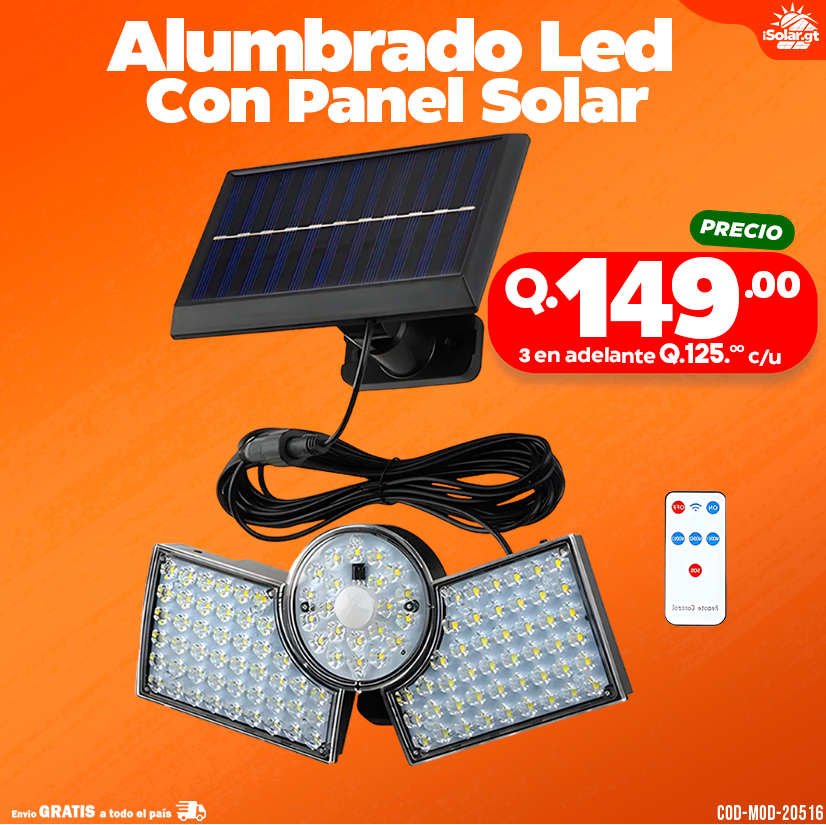 Alumbrado Solar con panel solar y cable de 5m – iSolar.gt