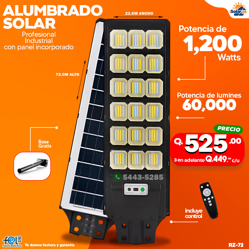 Alumbrado Solar Industrial - 1,200 WATTS 💡🔆 – iSolar.gt