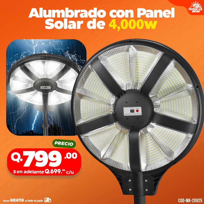 Alumbrado Solar Profesional 4,000 WATTS – iSolar.gt